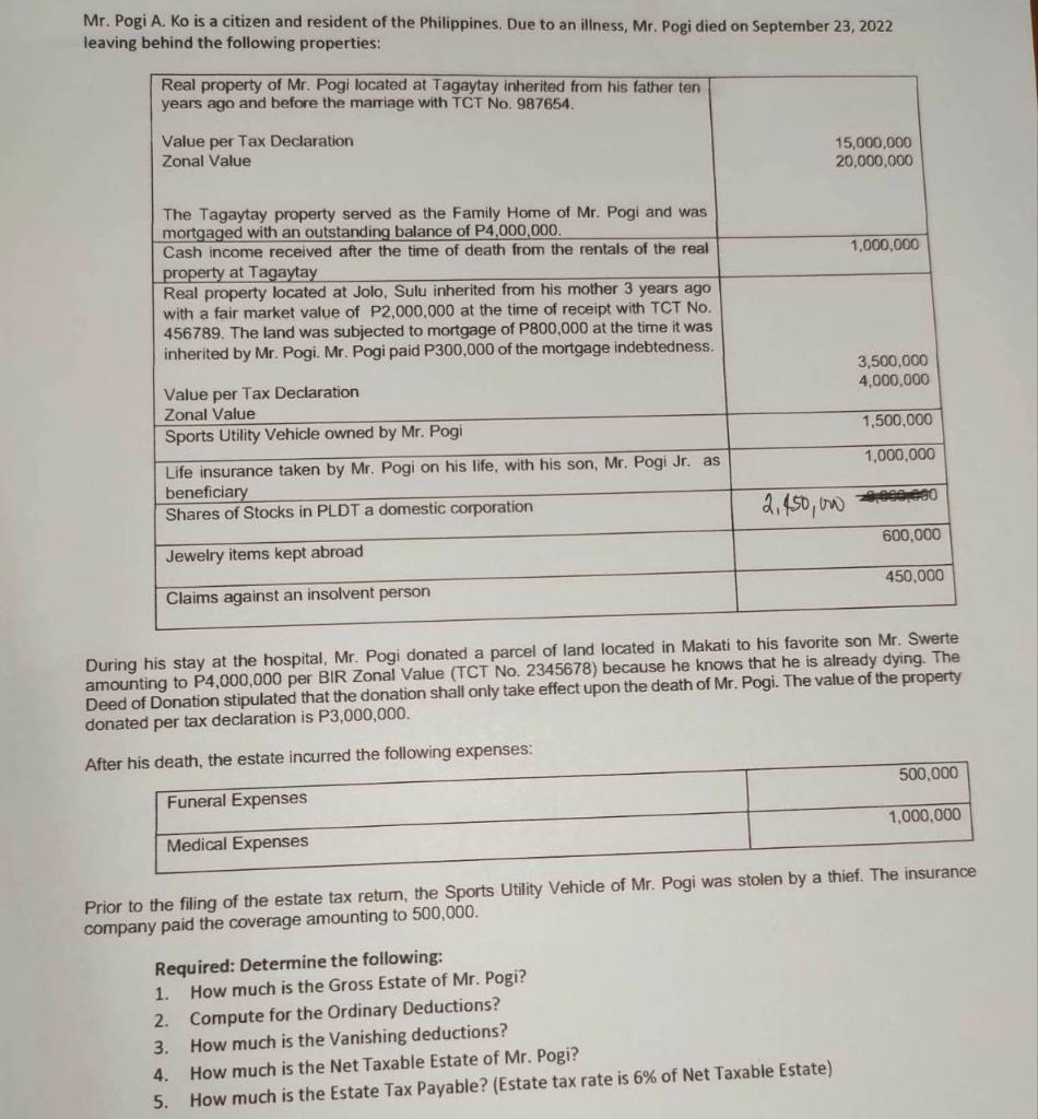 Mr. Pogi A. Ko is a citizen and resident of the | Chegg.com