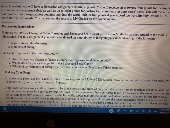 In each module you will have a discussion assignment | Chegg.com