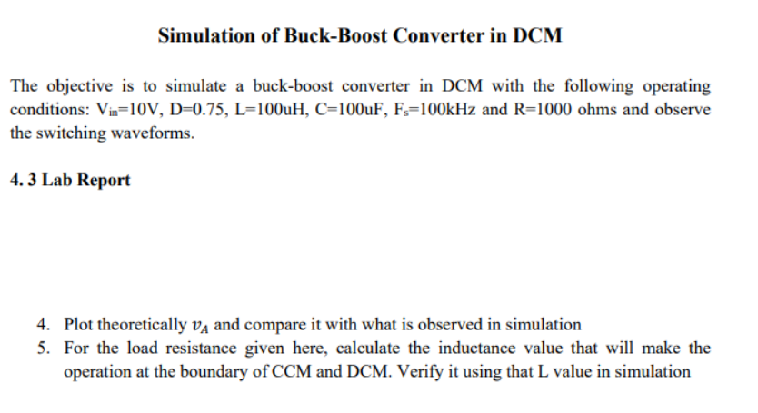Simulation of Buck-Boost Converter in DCM The | Chegg.com