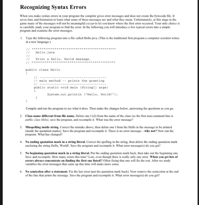 Solved Recognizing Syntax Errors When you make syntax errors | Chegg.com