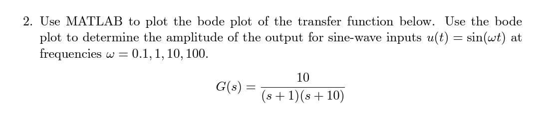 Matlab Plot Bode Diagram For Transfer Function How To Find T 0120