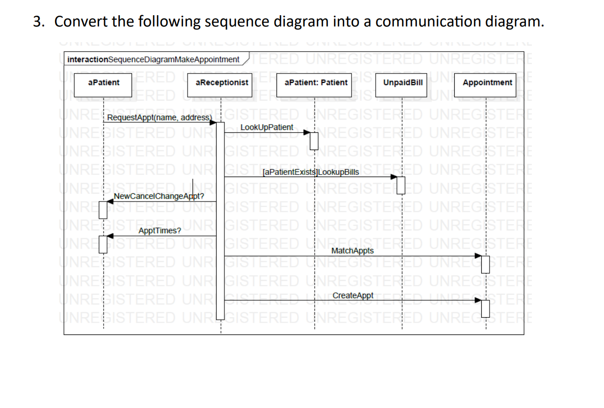 Solved 3. Convert the following sequence diagram into a | Chegg.com