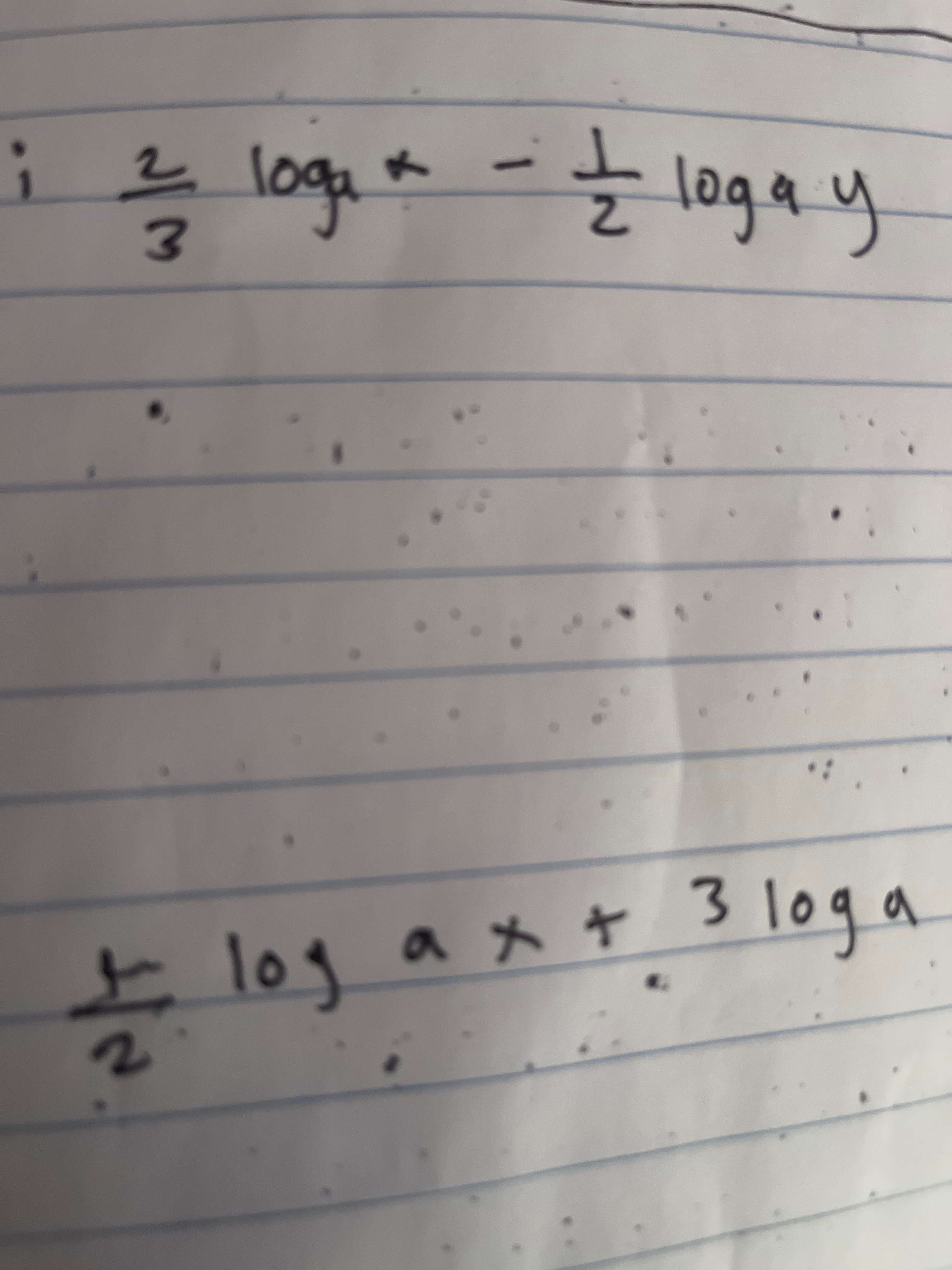 Solved 2/3 ﻿logax -1/2 ﻿log ay | Chegg.com
