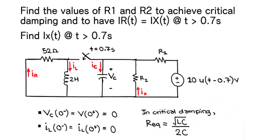 Solved Find the values of R1 and R2 to achieve critical | Chegg.com