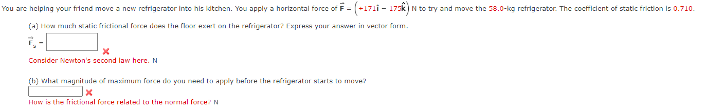 Solved (a) How much static frictional force does the floor | Chegg.com