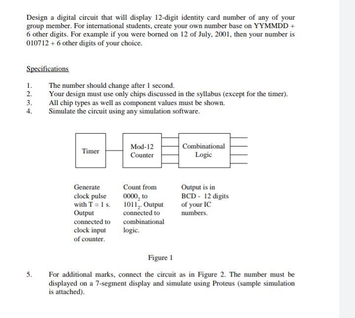 Solved Design a digital circuit that will display 12-digit | Chegg.com