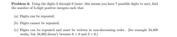 Solved Problem 6. Using the digits 3 through 9 (note: this | Chegg.com