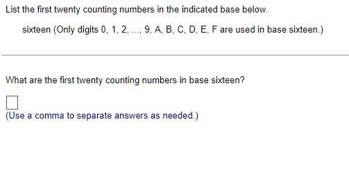 Solved List the first twenty counting numbers in the | Chegg.com