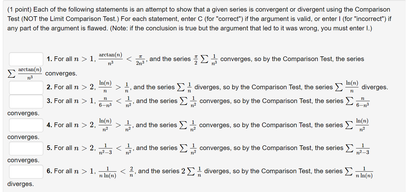 Solved (1 point) Each of the following statements is an | Chegg.com