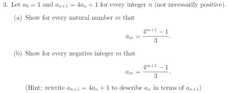 Solved Let a0=1 and an+1=4an+1 for every integer n (not | Chegg.com
