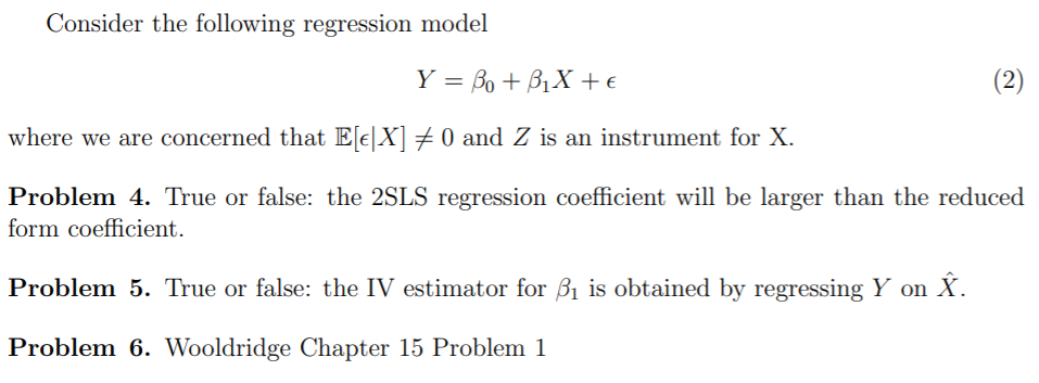 Solved Consider the following regression model Y = Bo + B1X | Chegg.com