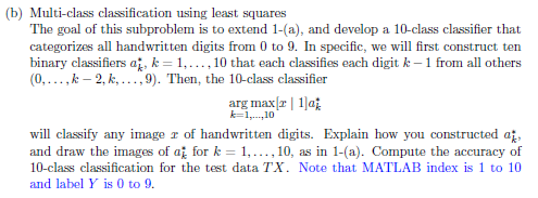 1. MNIST database classification The goal of this | Chegg.com