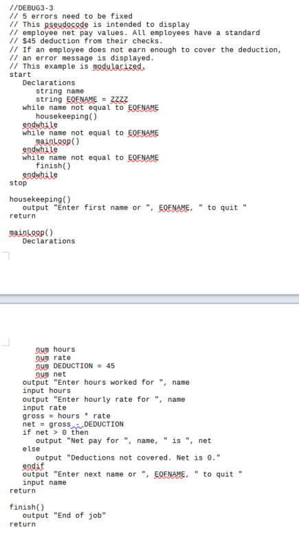 Solved //DEBUG3-3 // 5 errors need to be fixed // This | Chegg.com