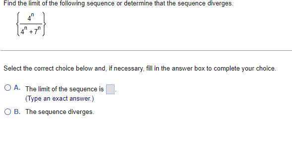 Solved {4n+7n4n} Select the correct choice below and, if | Chegg.com