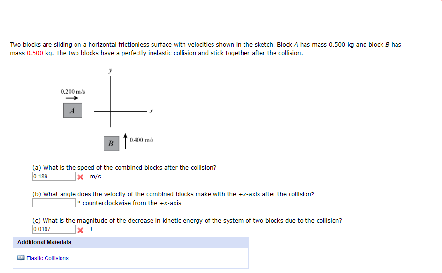 Solved Two blocks are sliding on a horizontal frictionless | Chegg.com