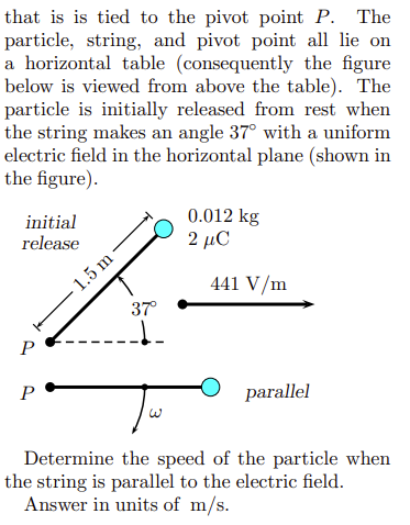 Solved that is is tied to the pivot point P. The particle, | Chegg.com