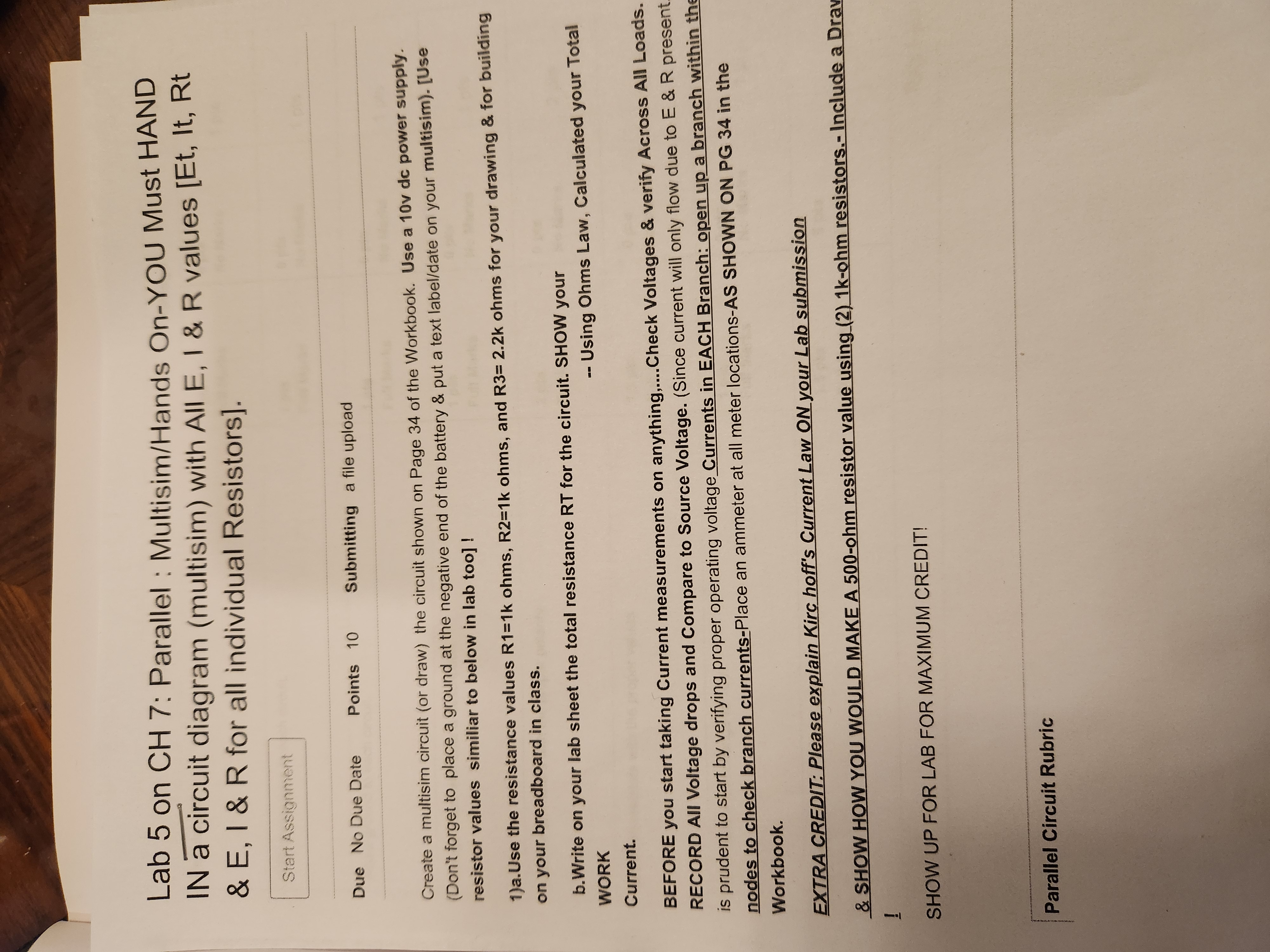 Solved Lab 5 on CH 7: Parallel: Multisim/Hands On-YOU Must | Chegg.com