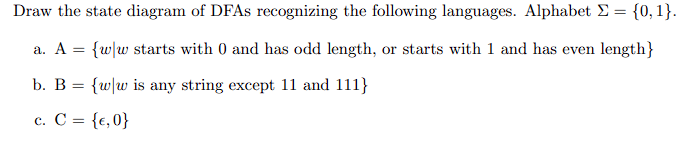 Solved Draw the state diagram of DFAs recognizing the | Chegg.com