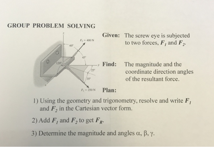 Solved GROUP PROBLEM SOLVING Given: The screw eye is | Chegg.com