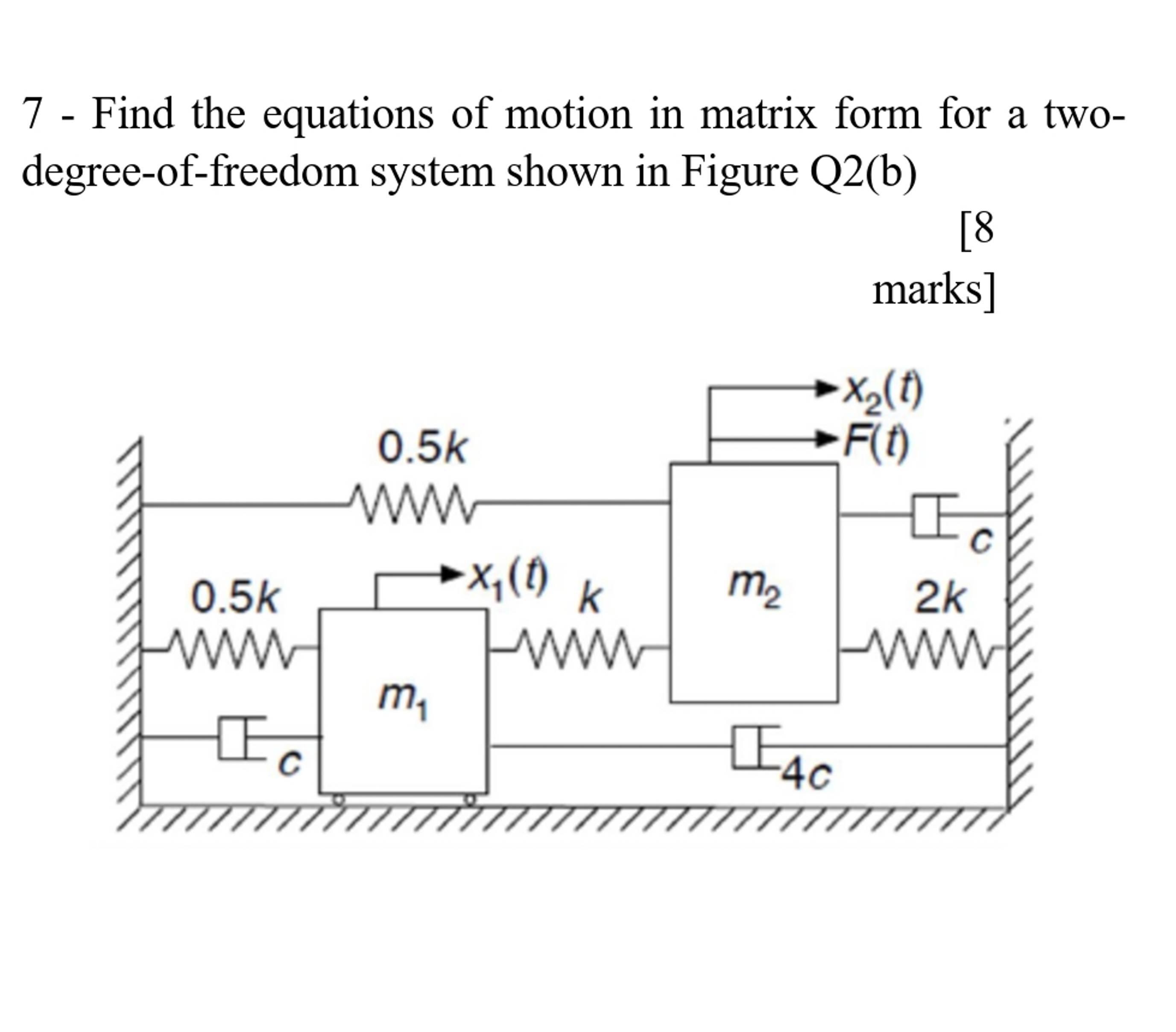 Solved 7 - ﻿Find the equations of motion in matrix form for | Chegg.com