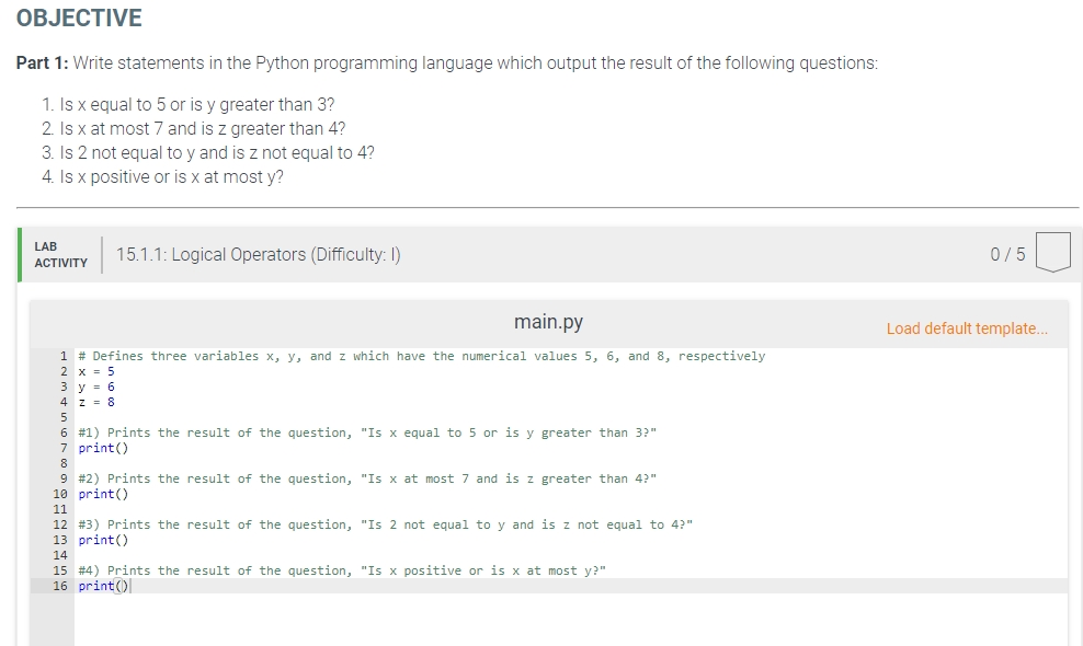Solved OBJECTIVE Part 1: Write statements in the Python | Chegg.com