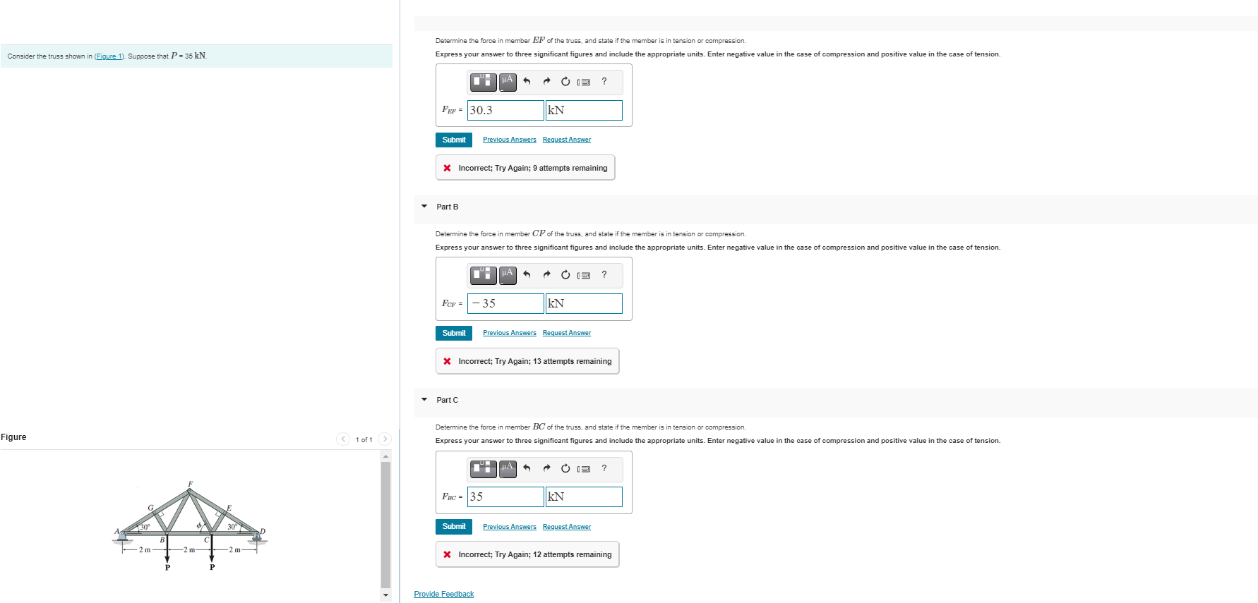 Solved Consider the truss shown in (Figure 1). ﻿Suppose that | Chegg.com