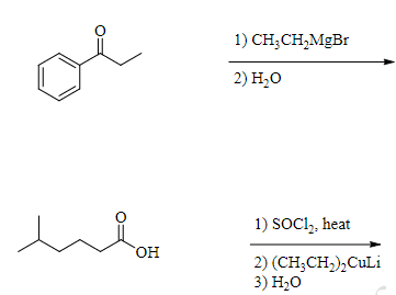 Solved 1) NaBH4 1) SOCl2, heat 2) (CH3CH2)2CuLi 3) H2O1) 2 | Chegg.com