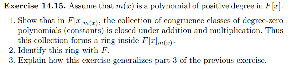 Solved Exercise 14.15. Assume that m(x) is a polynomial of | Chegg.com
