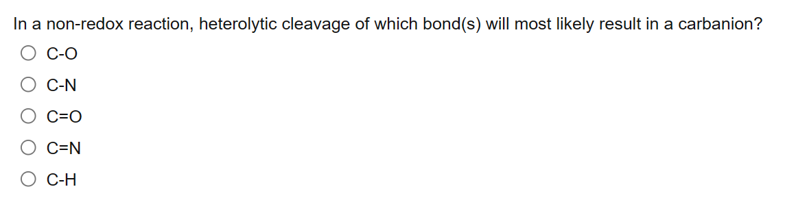 Solved In a non-redox reaction, heterolytic cleavage of | Chegg.com