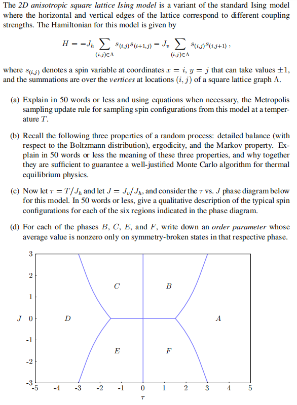 Solved The 2D anisotropic square lattice Ising model is a | Chegg.com