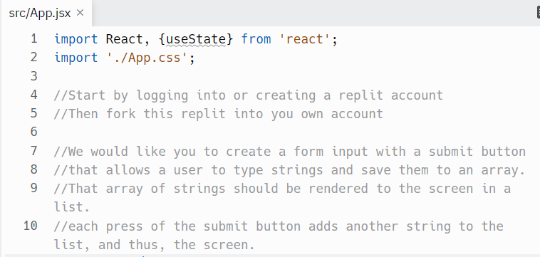 Solved src/App.jsx x 1 import React, {useState} from | Chegg.com