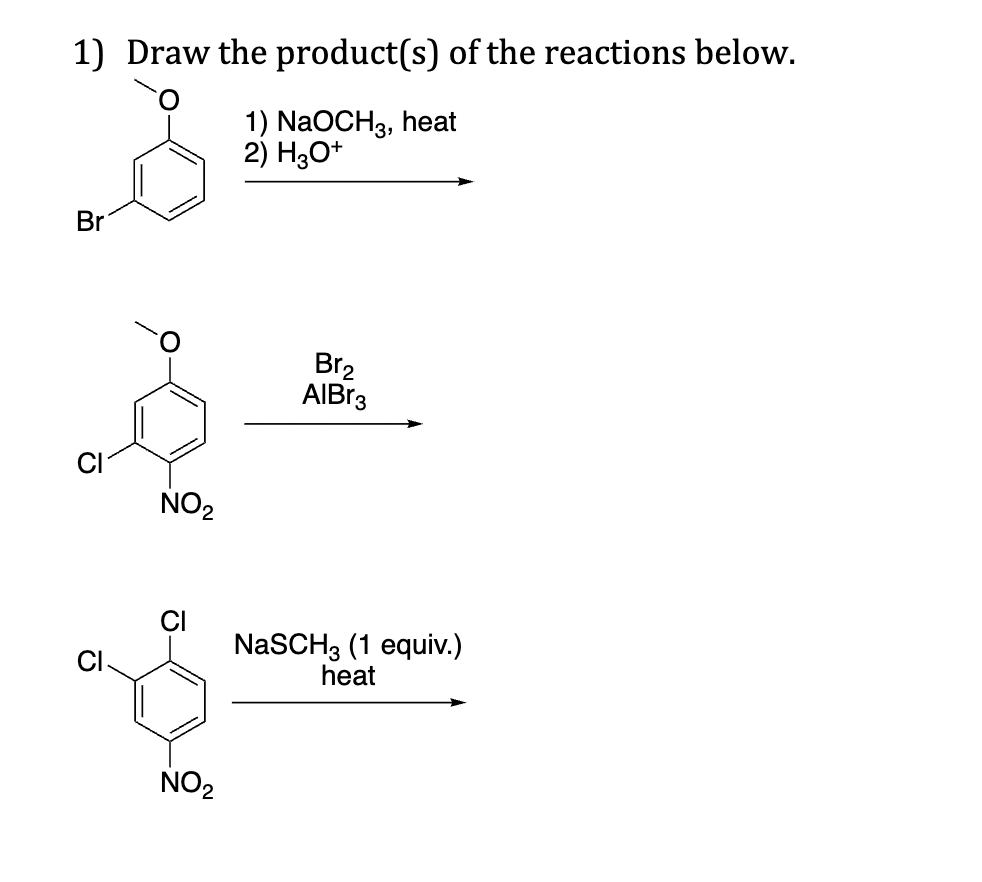 Solved 1) NaOCH3, heat 2) H3O+ \begin{tabular}{c} Br2 \\ | Chegg.com