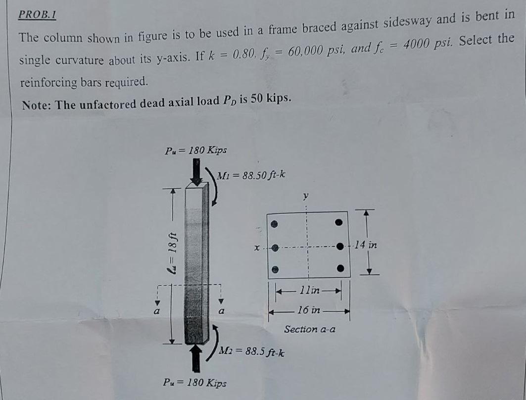 Solved PROB.I The column shown in figure is to be used in a | Chegg.com