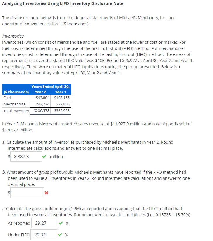 Solved Analyzing Inventories Using LIFO Inventory Disclosure | Chegg.com