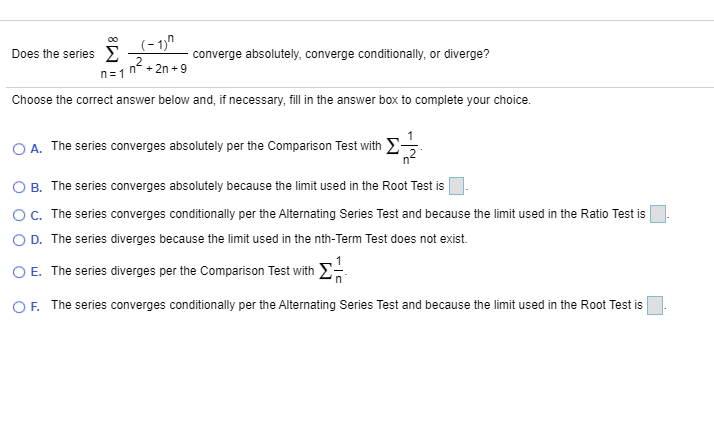 Solved Does the series Summation from n equals 1 ﻿to | Chegg.com