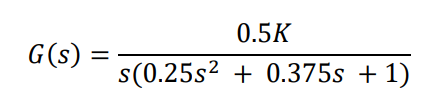 Solved G(s)=s(0.25s2+0.375s+1)0.5K | Chegg.com