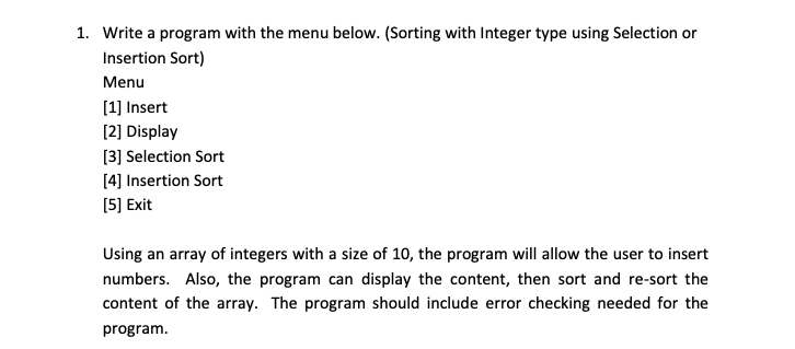 Solved You need to submit two classes, one for Sorting Class | Chegg.com