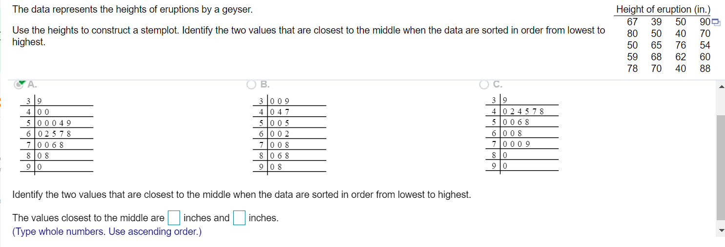 Solved The data represents the heights of eruptions by a | Chegg.com