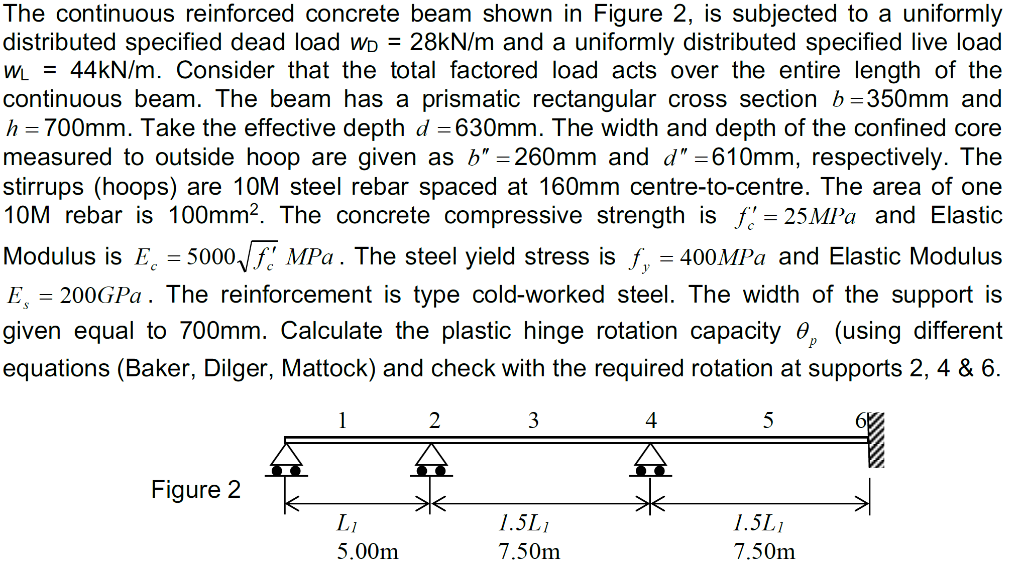 The continuous reinforced concrete beam shown in | Chegg.com