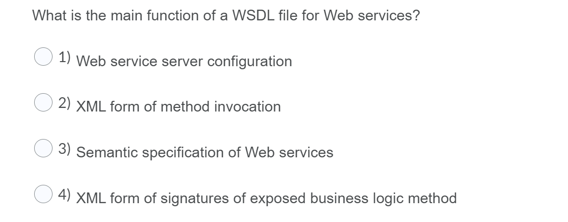 Solved What is the main function of a WSDL file for Web | Chegg.com