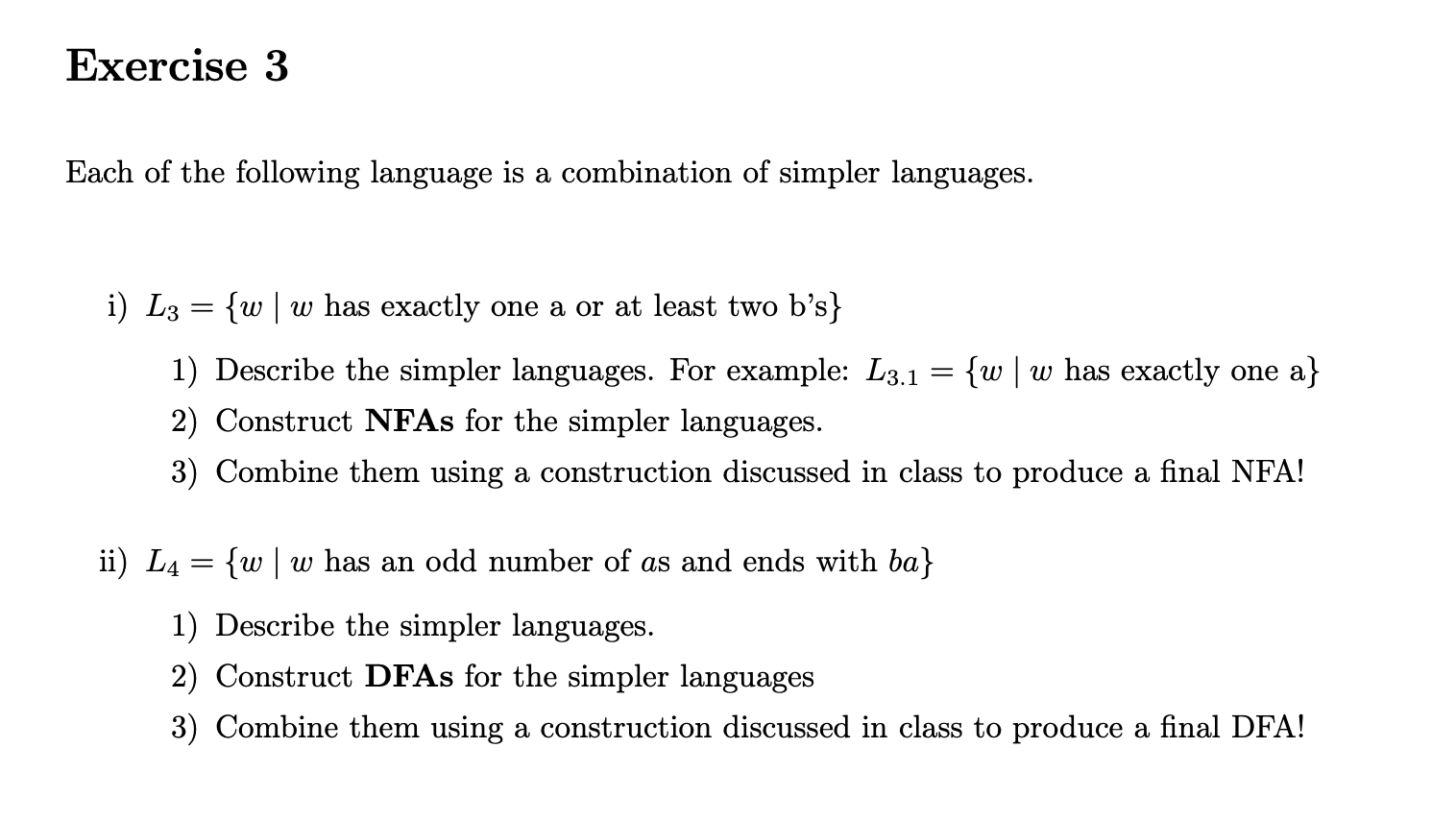 Solved Each of the following language is a combination of | Chegg.com