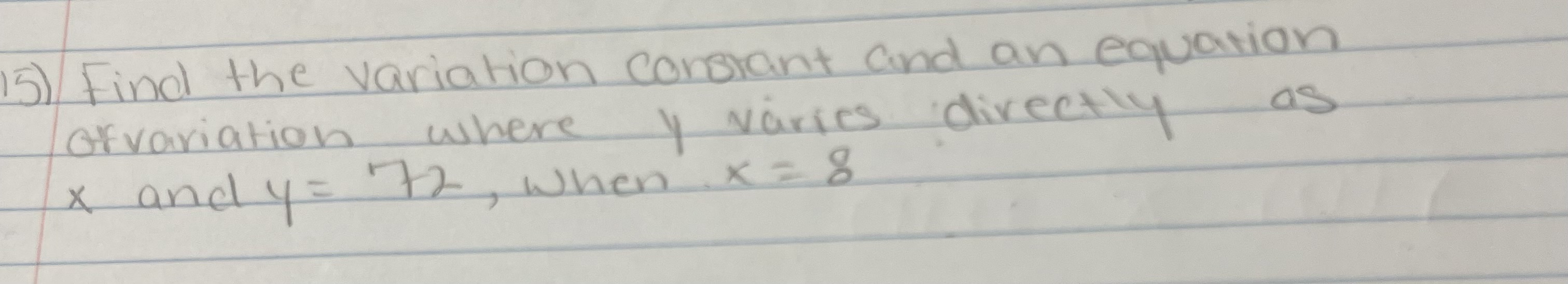 Solved 5) Find the variation constant and an equation | Chegg.com