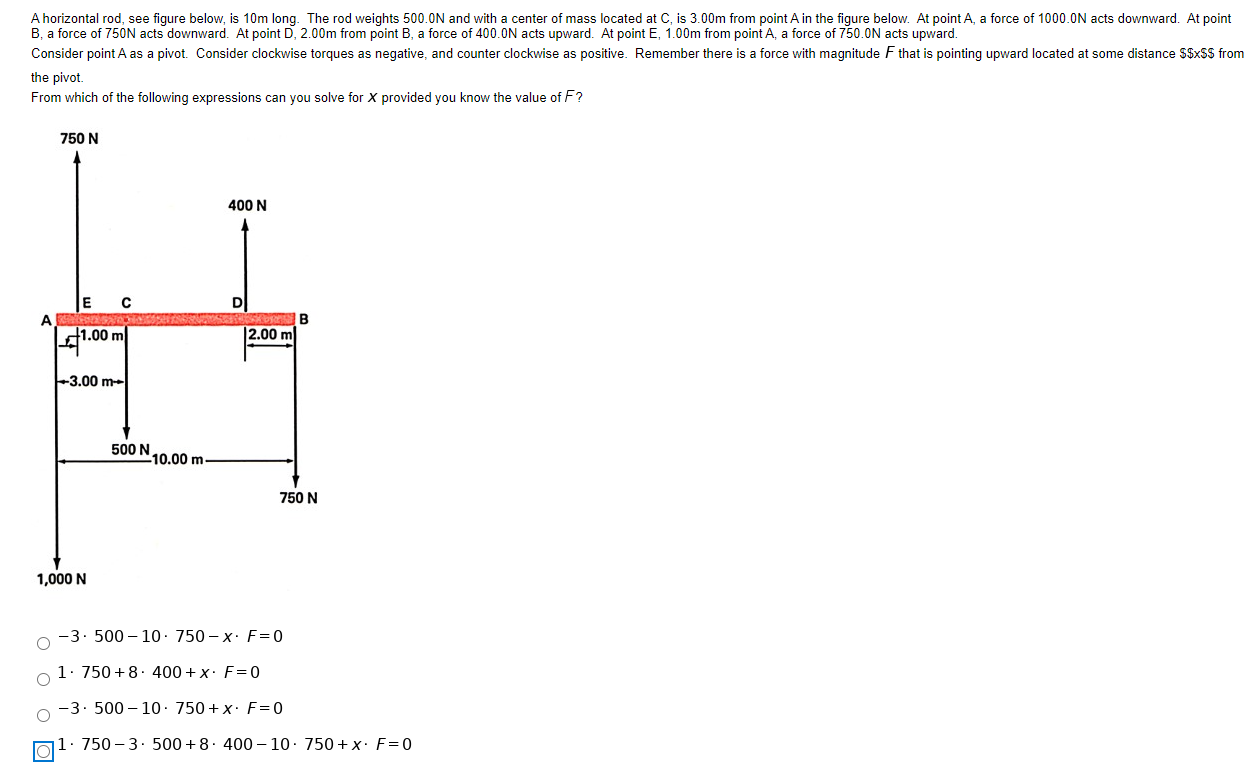 Solved A horizontal rod, see figure below, is 10m long. The | Chegg.com