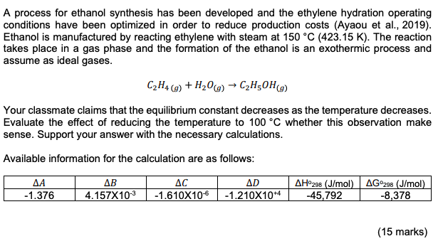 Topic: Vapor-liquid equilibrium (VLE), Solution | Chegg.com