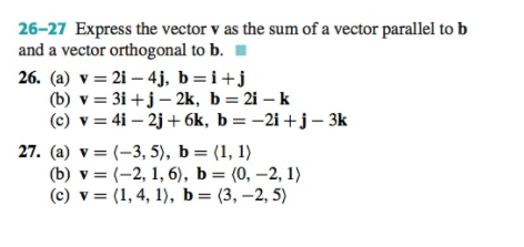 Solved 26-27 Express the vector v as the sum of a vector | Chegg.com