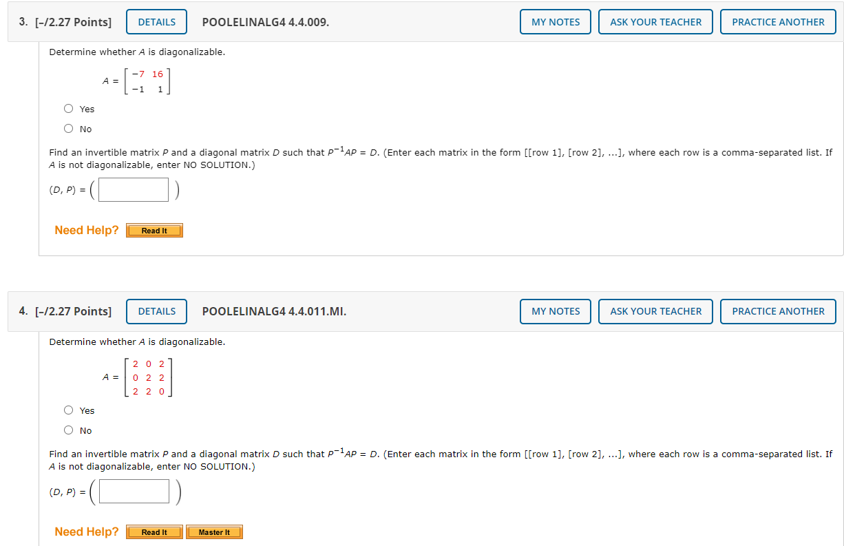 Solved 3. [-/2.27 Points] DETAILS POOLELINALG4 4.4.009. MY | Chegg.com