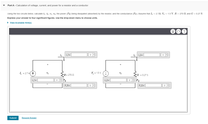 Solved Part A - Calculation of voltage, current, and power | Chegg.com