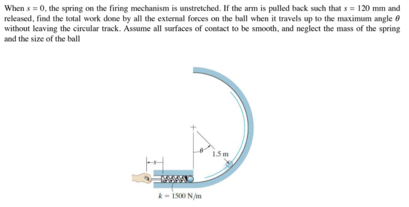 Solved When s = 0, the spring on the firing mechanism is | Chegg.com