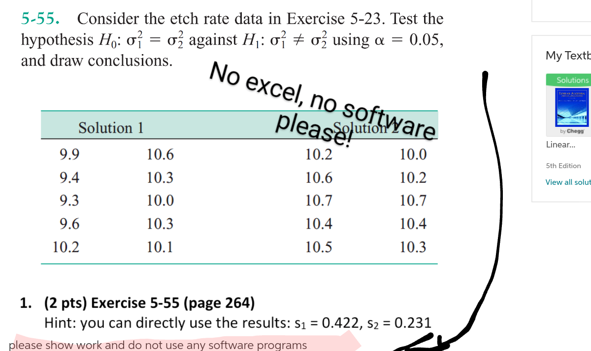 Solved 5-55. Consider the etch rate data in Exercise 5-23. | Chegg.com