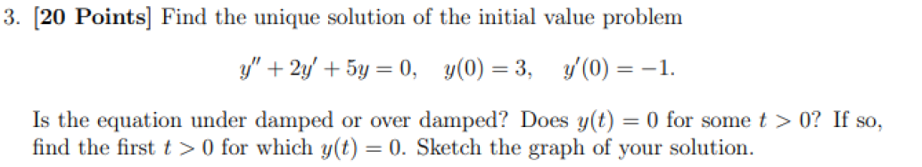 Solved 3. [20 Points) Find the unique solution of the | Chegg.com